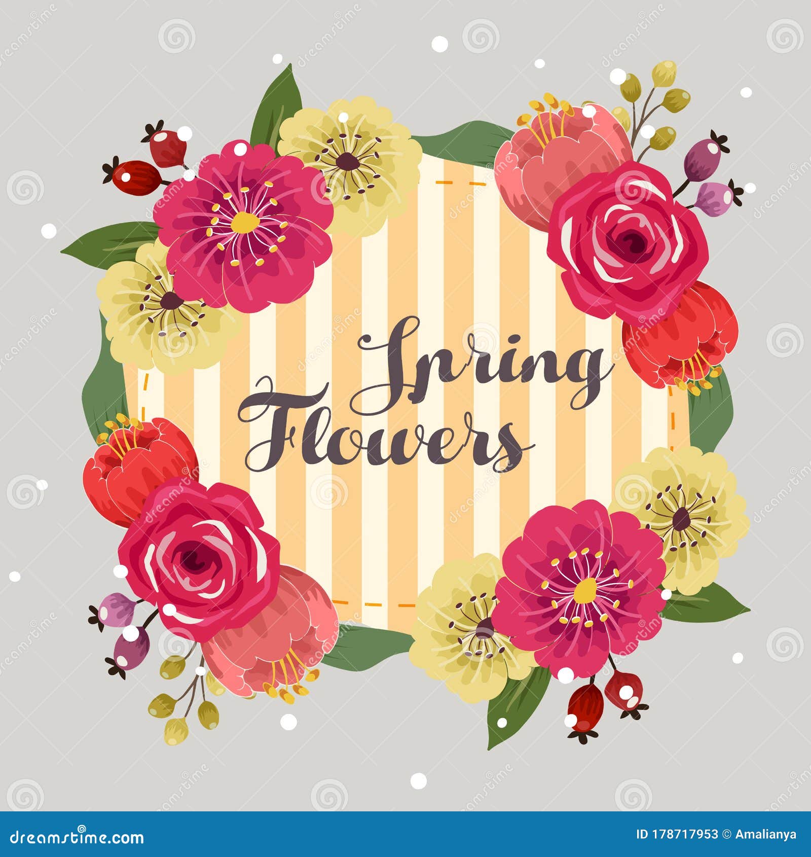 Spring Romantic Flowers Card Rose Decoration Stock Vector ...