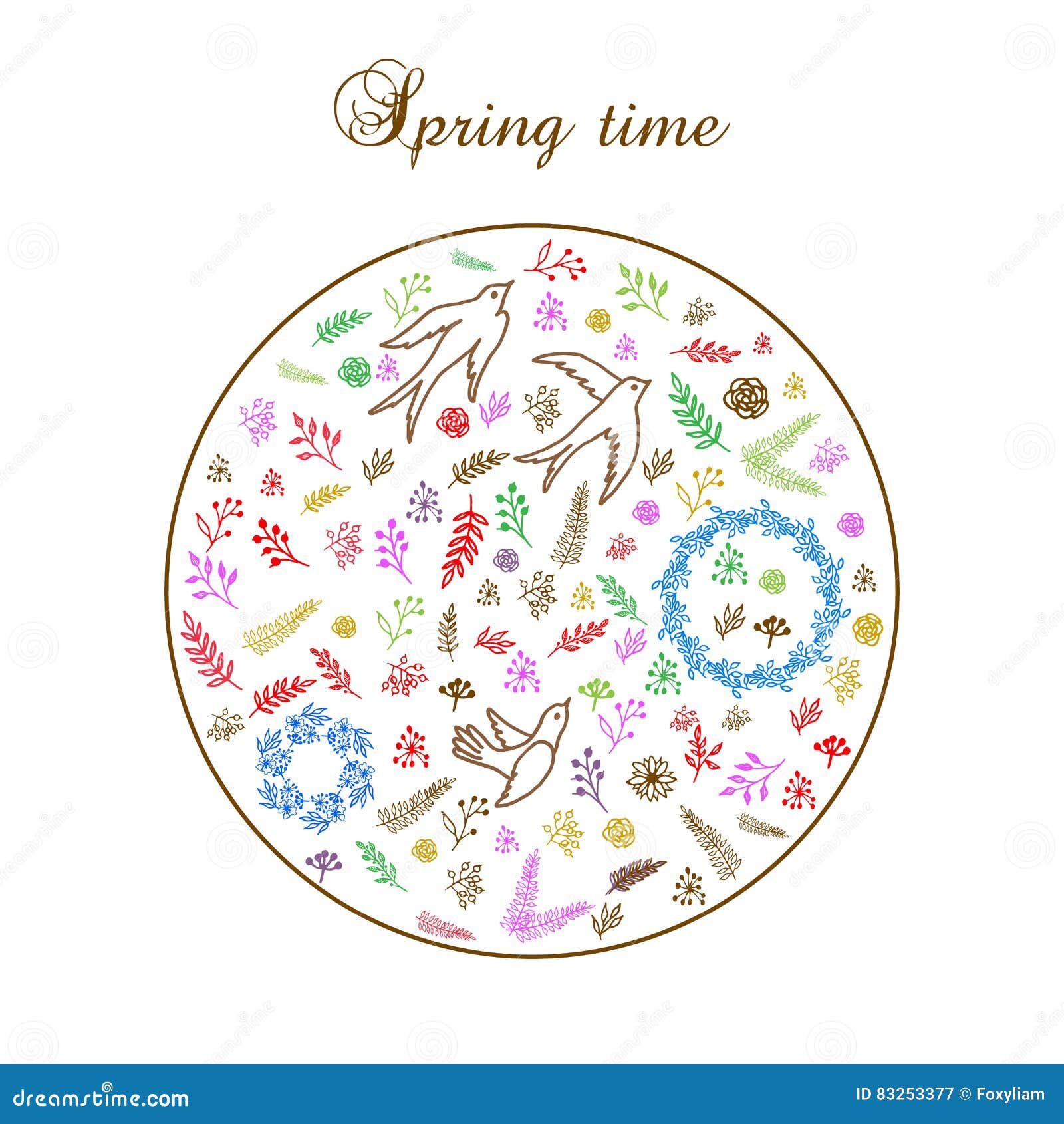 Spring Round Floral Pattern Stock Vector - Illustration of nature ...