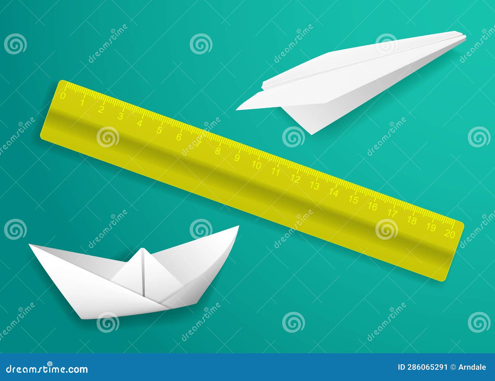 Ruler, Paper Boat and Paper Plane Stock Vector - Illustration of ...