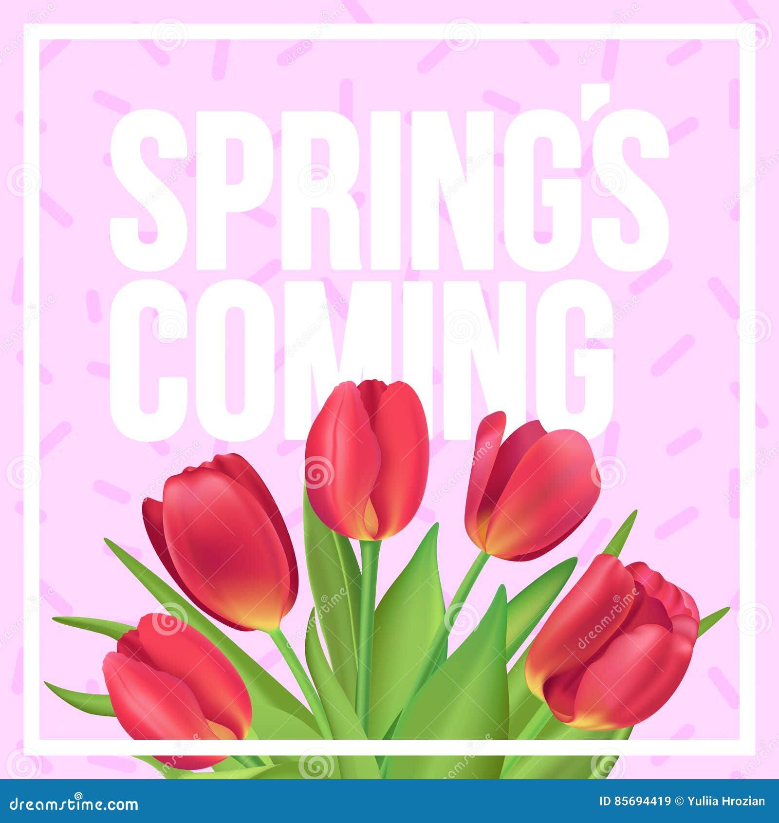 Spring`s Coming! Typographic Poster Design with Realistic Tulip Stock ...