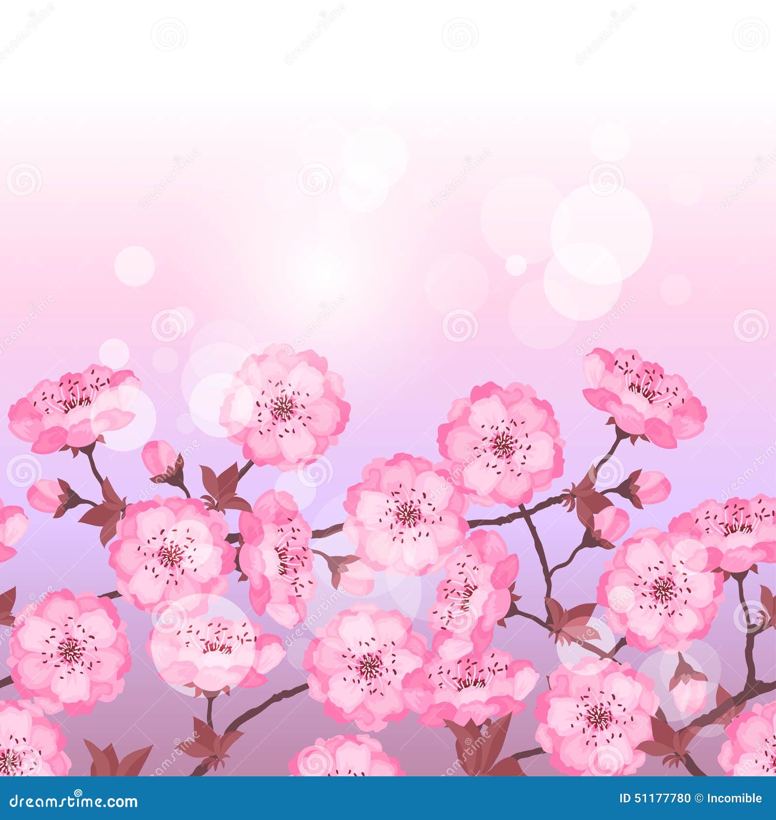 Spring Sakura Flowers Seamless Pattern Horizontal Stock Vector ...