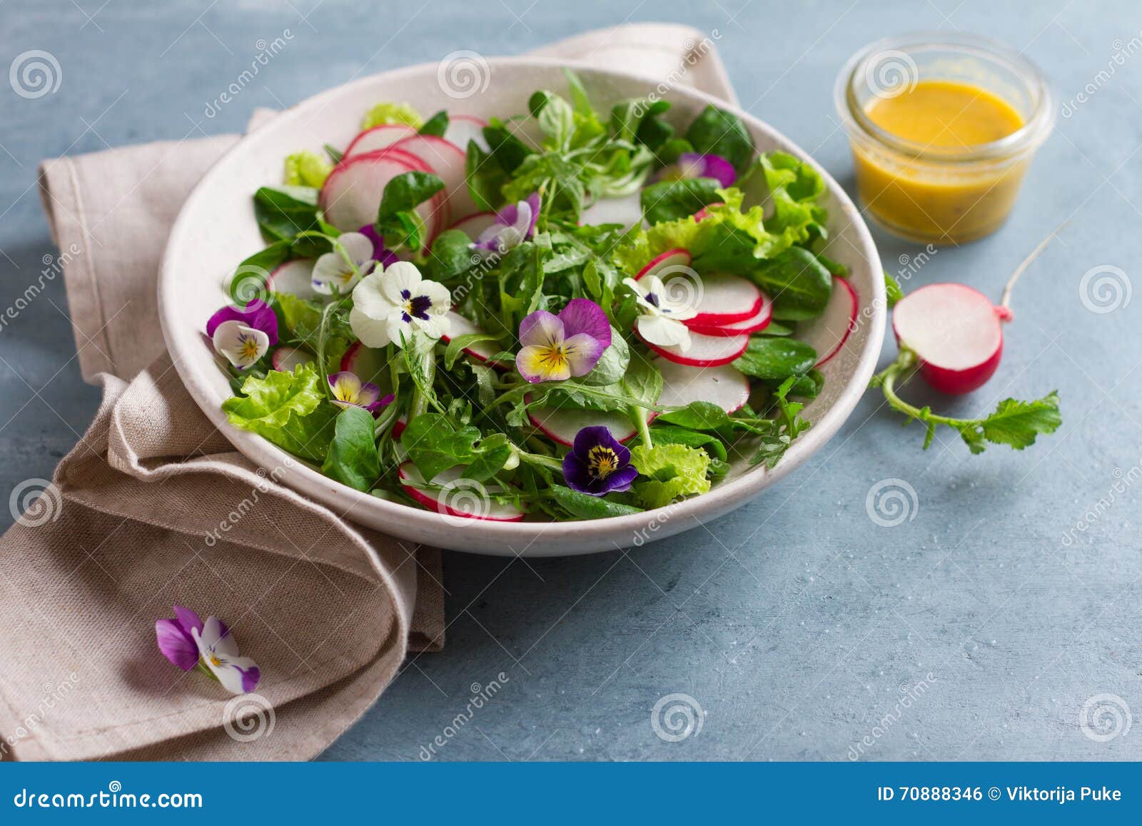 Spring Salad with Edible Flower Stock Photo - Image of spring, flower ...