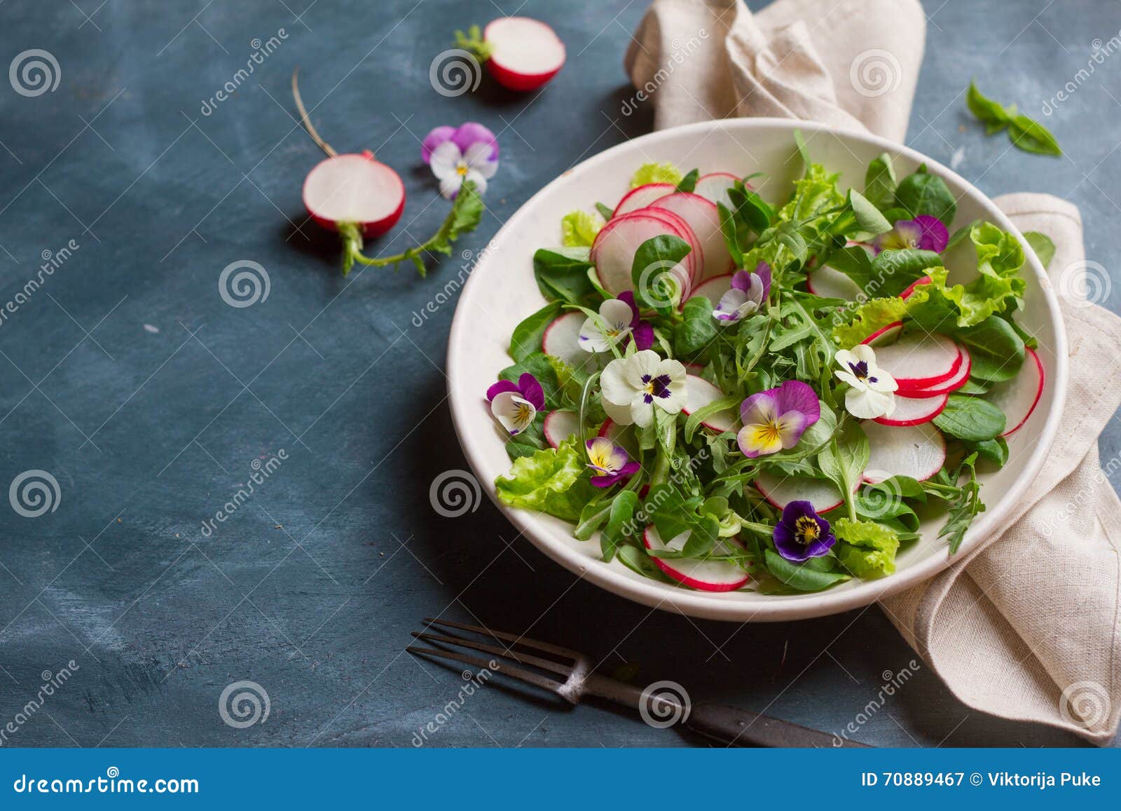 Spring Salad with Edible Flower Stock Image - Image of summer ...