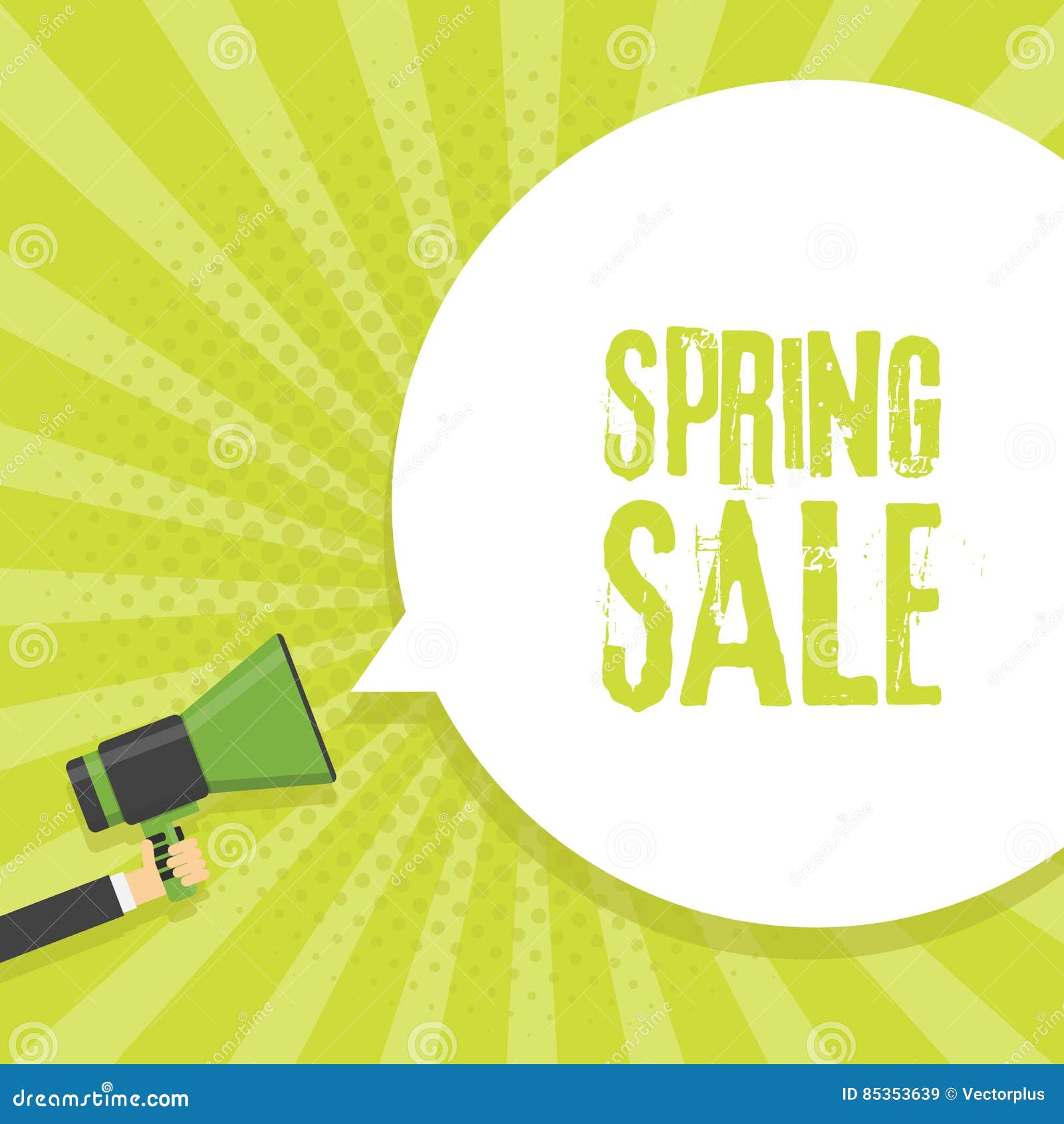 Spring Sale Announcement Megaphone in Retro BackgroundVector ...