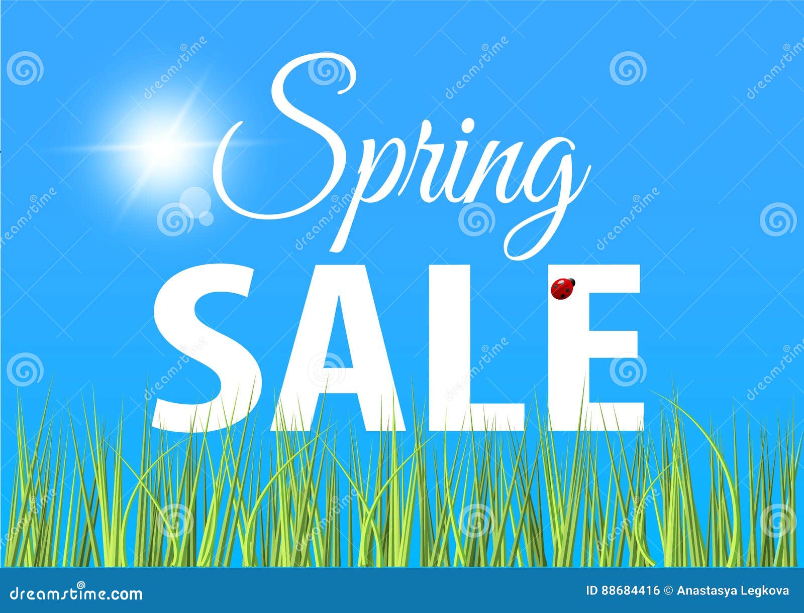 Spring sale banner stock vector. Illustration of ladybug - 88684416