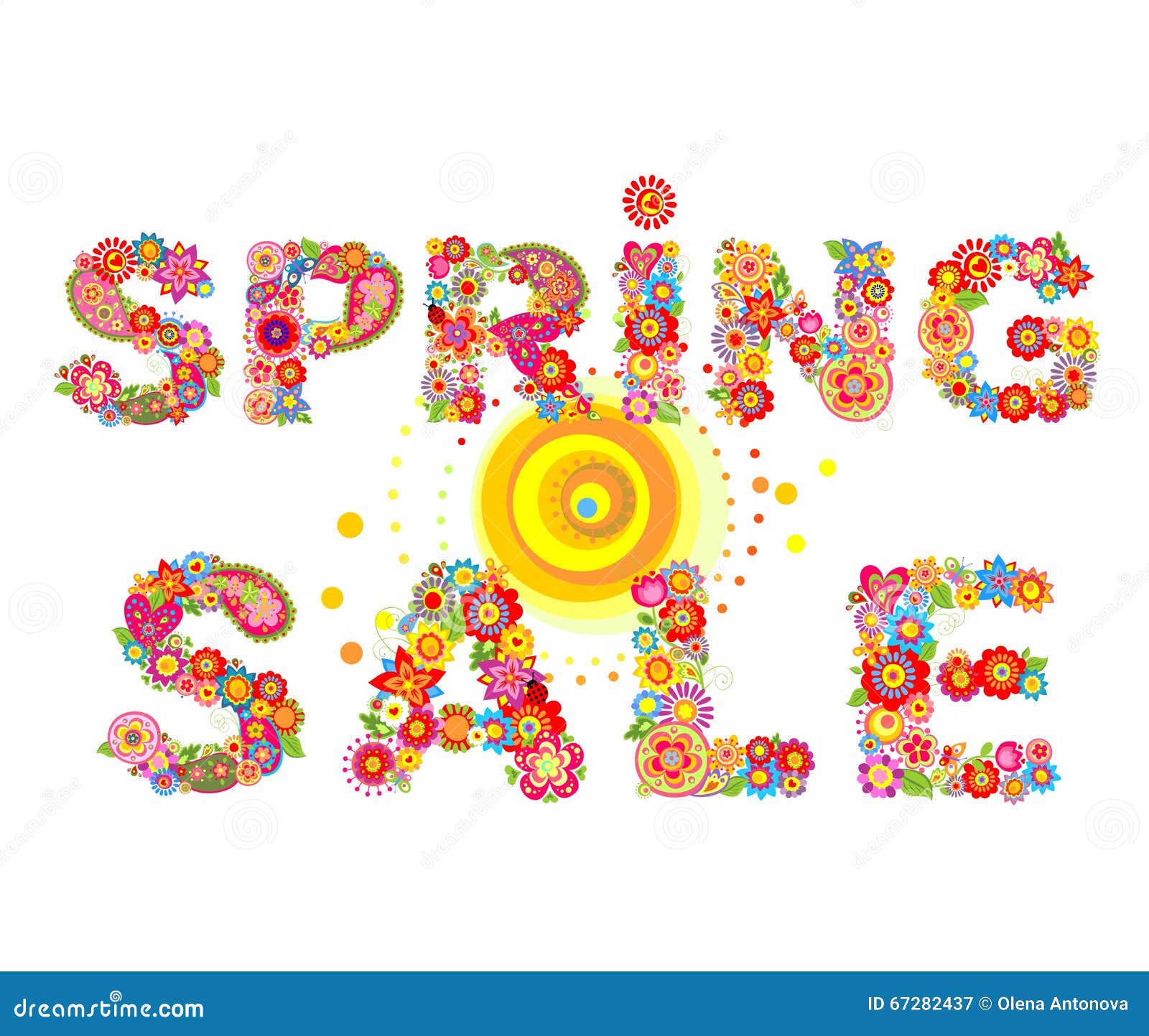 Spring Sale with Colorful Flowers Stock Vector - Illustration of ...