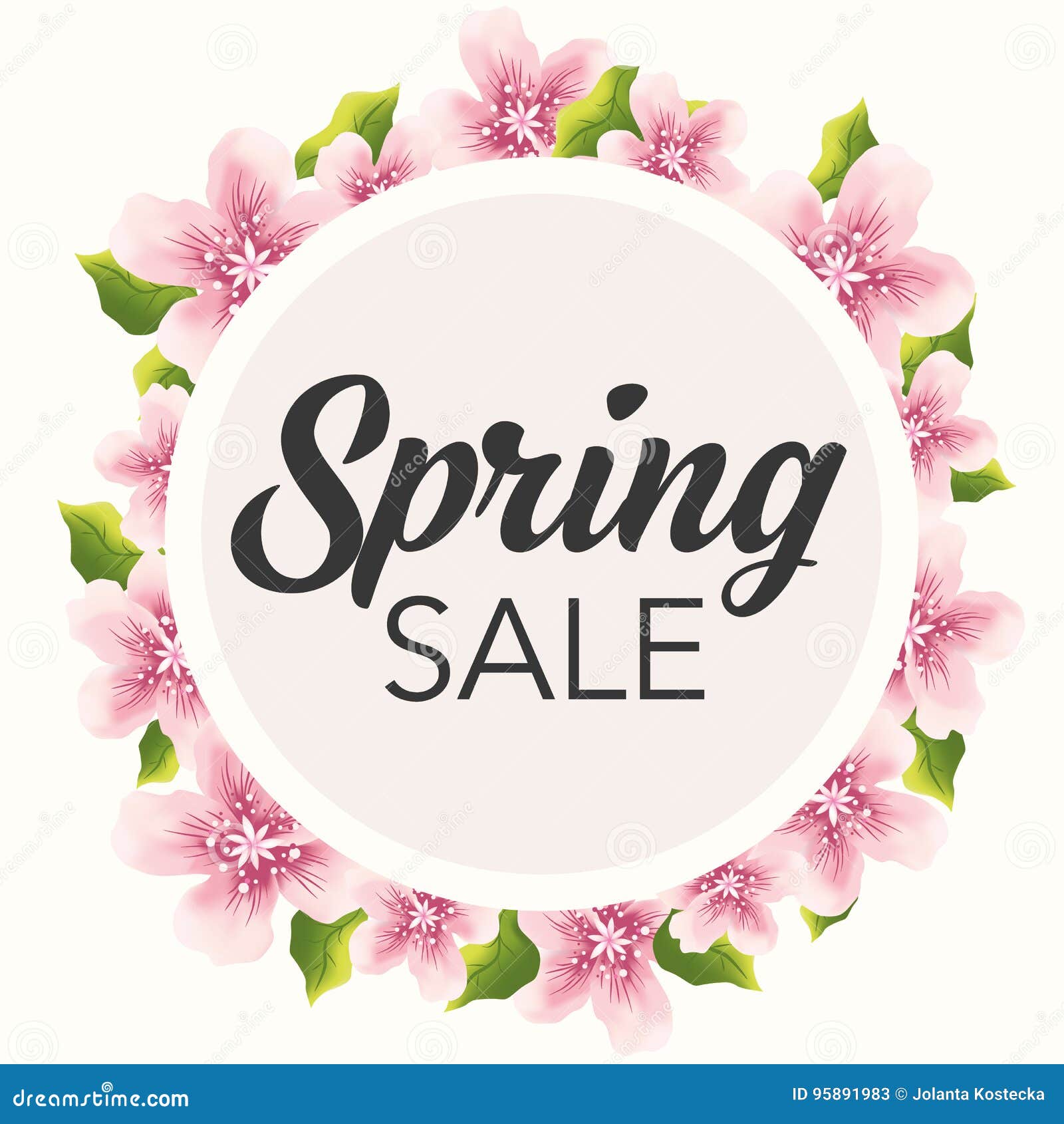 Spring Sale Graphic with Delicate Pink Flowers Stock Vector ...