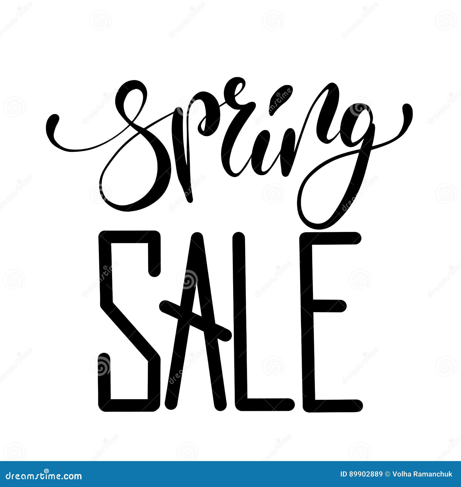Spring Sale Handwritten Lettering Design. Stock Illustration ...