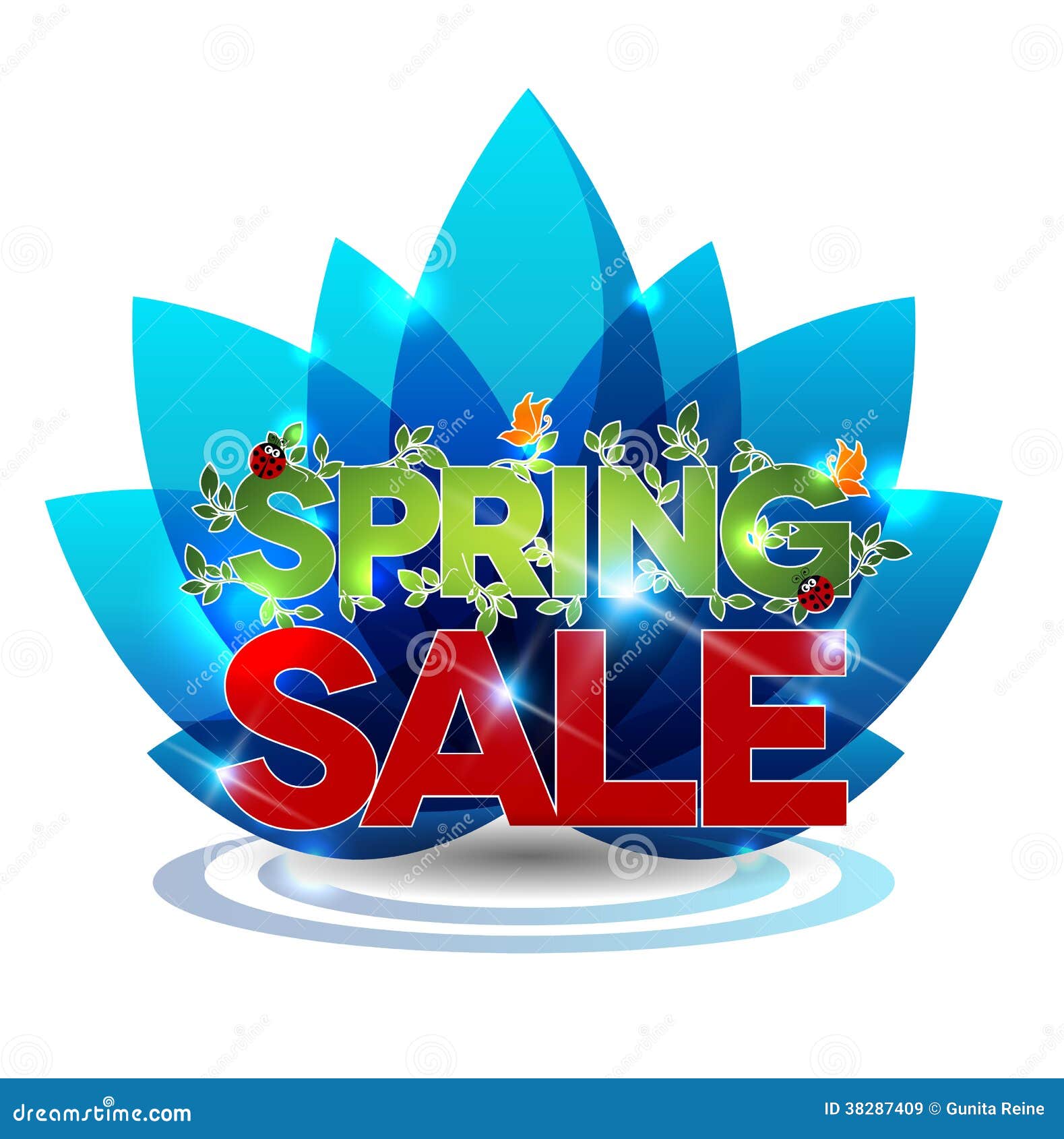 Spring Sale Message on a Blue Flower Stock Vector - Illustration of ...