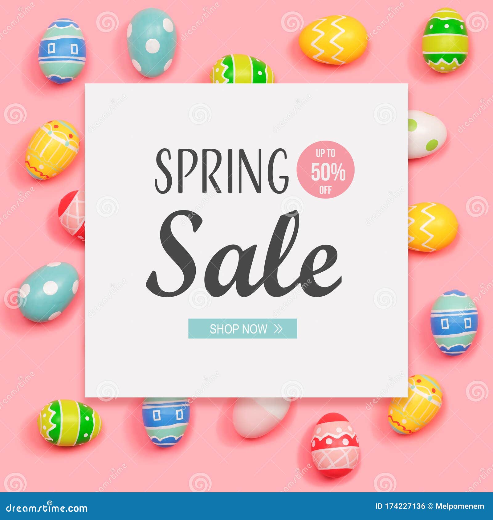 Spring Sale Message with Easter Eggs Stock Photo - Image of background ...