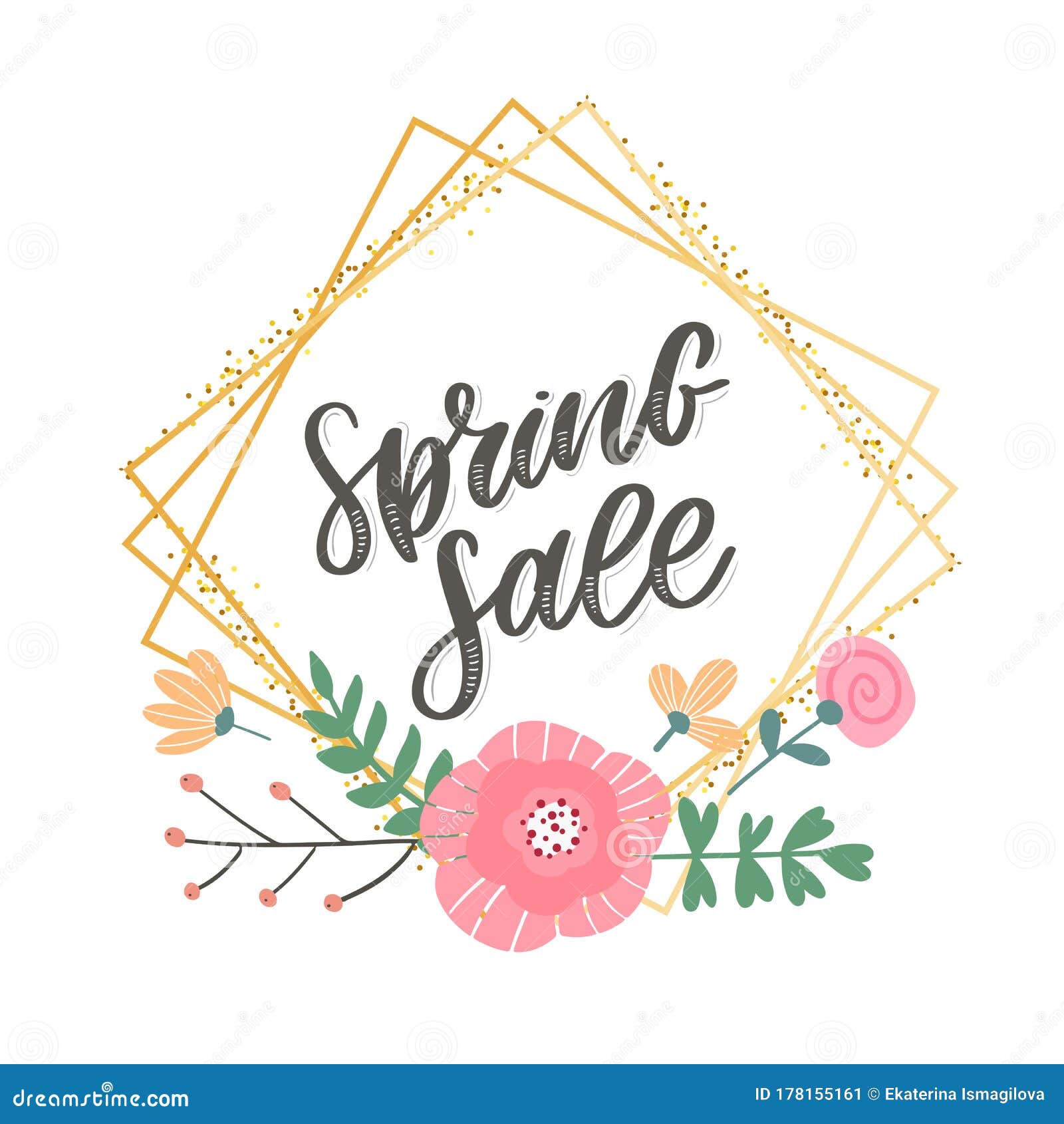 Spring Sale Word Hanging on Leaves with Strings. Vector Illustration ...