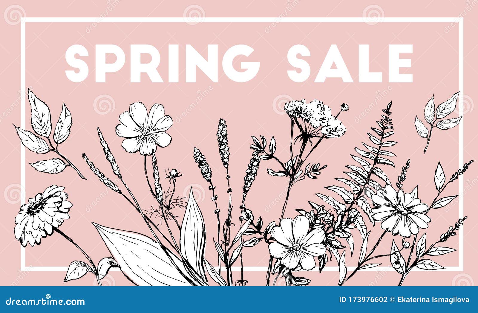 Spring Sale Word Hanging on Leaves with Strings. Vector Illustration ...