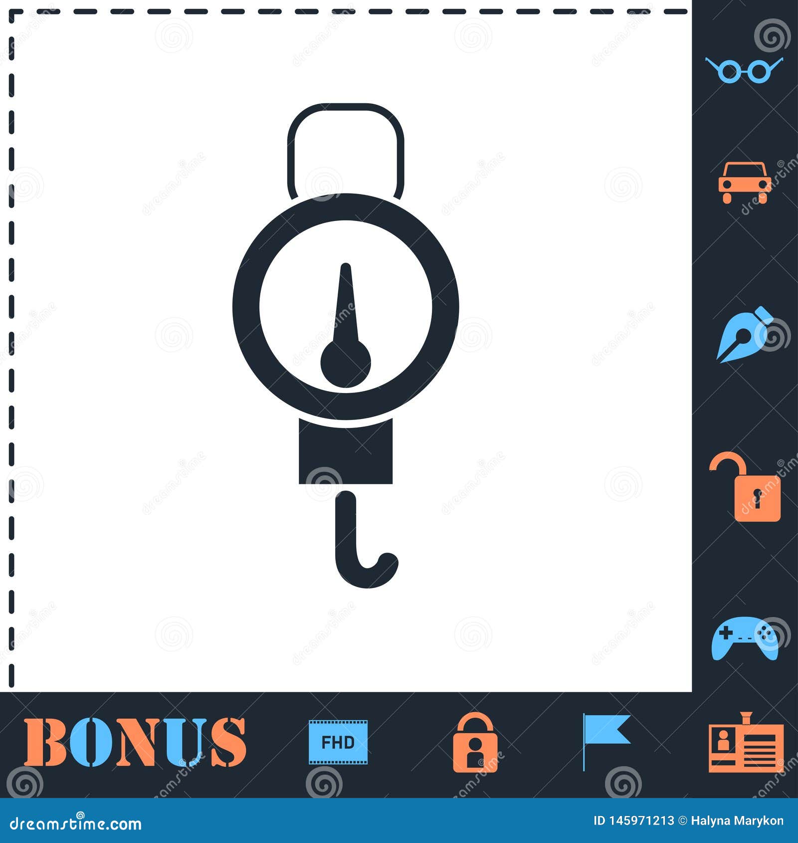 Spring scale icon flat stock vector. Illustration of domestic - 145971213