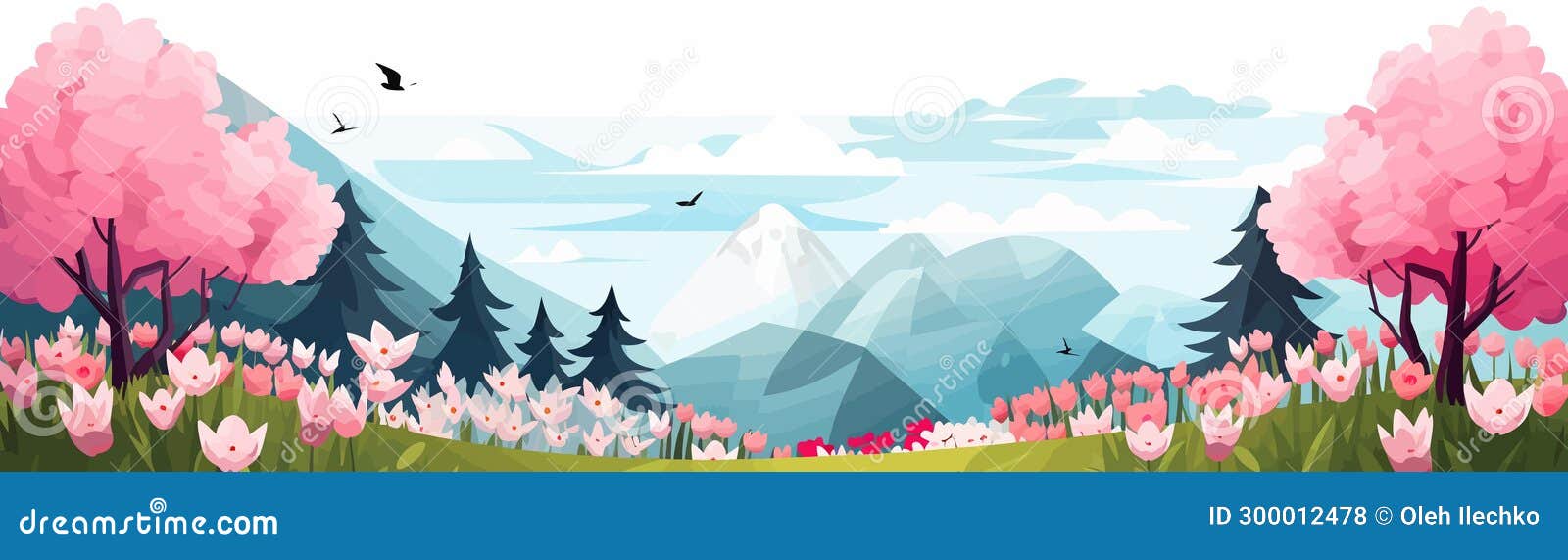 Spring Scenery Isolated Vector Style Illustration Stock Vector ...