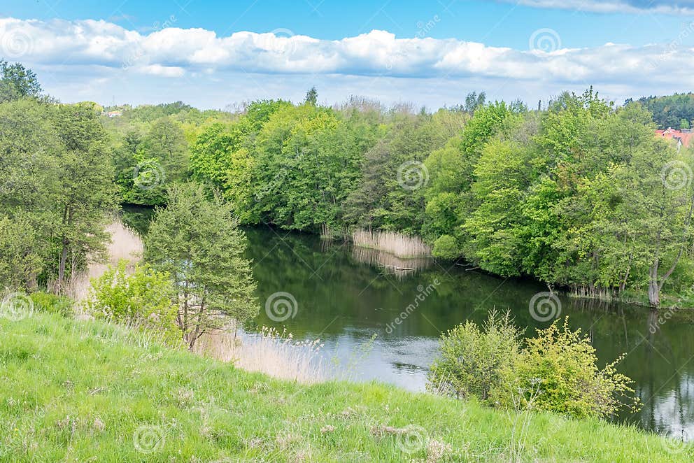 Spring Scenery of Radunia River Stock Image - Image of hill, seasonal ...