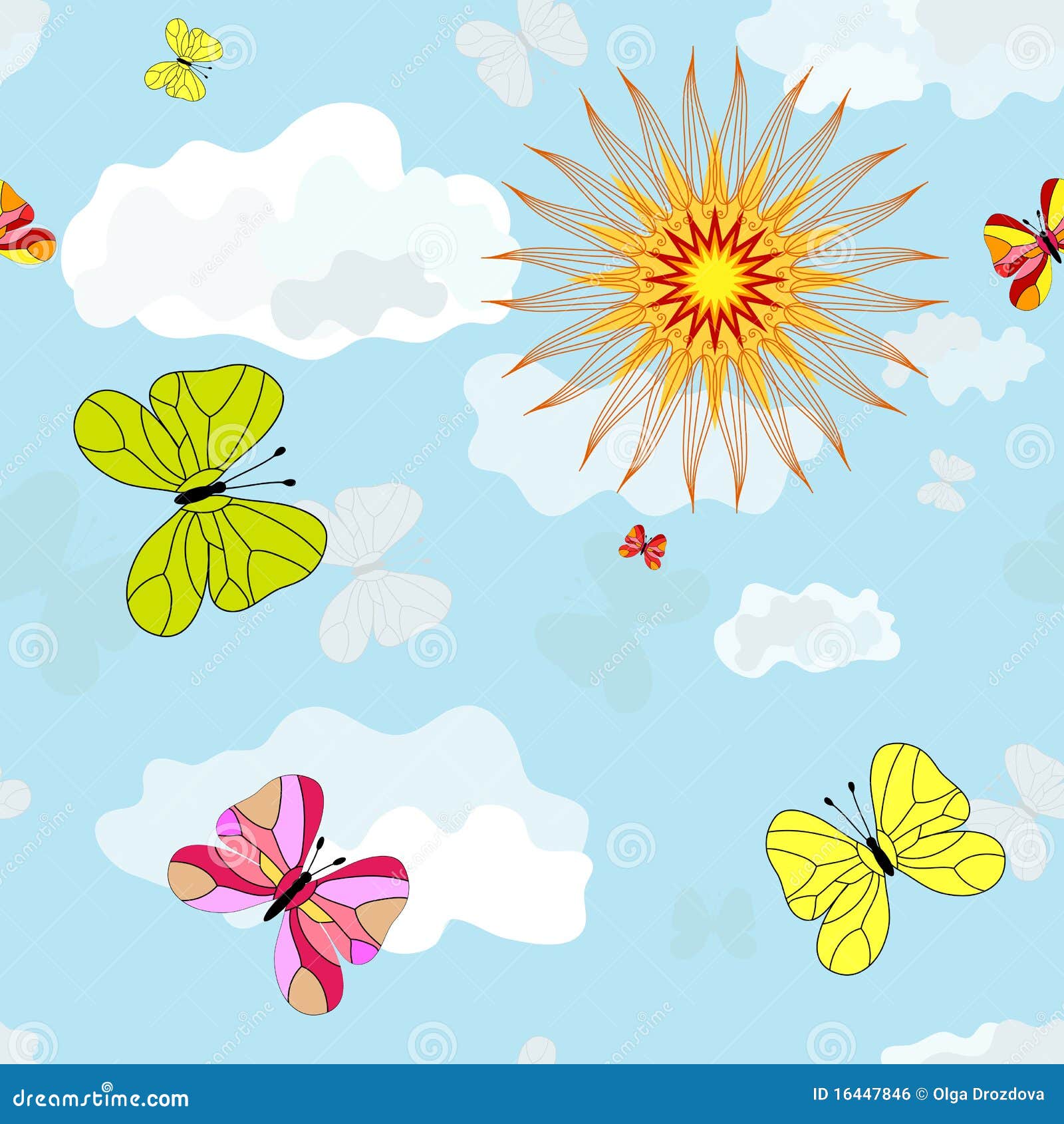 Spring Seamless Blue Wallpaper Stock Vector - Illustration of beam ...