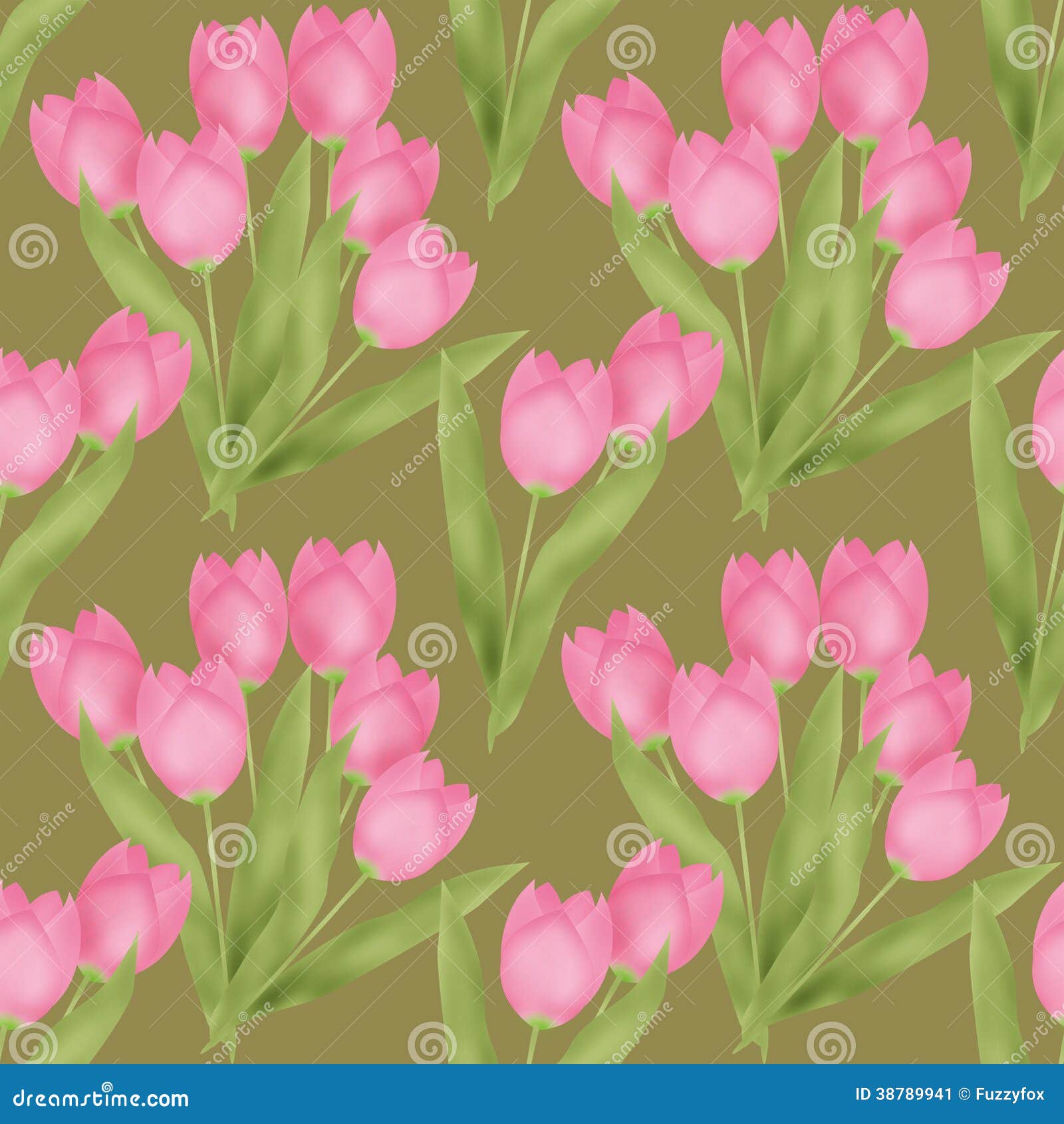 Spring Seamless Floral Tulip Pattern on Green Stock Illustration ...