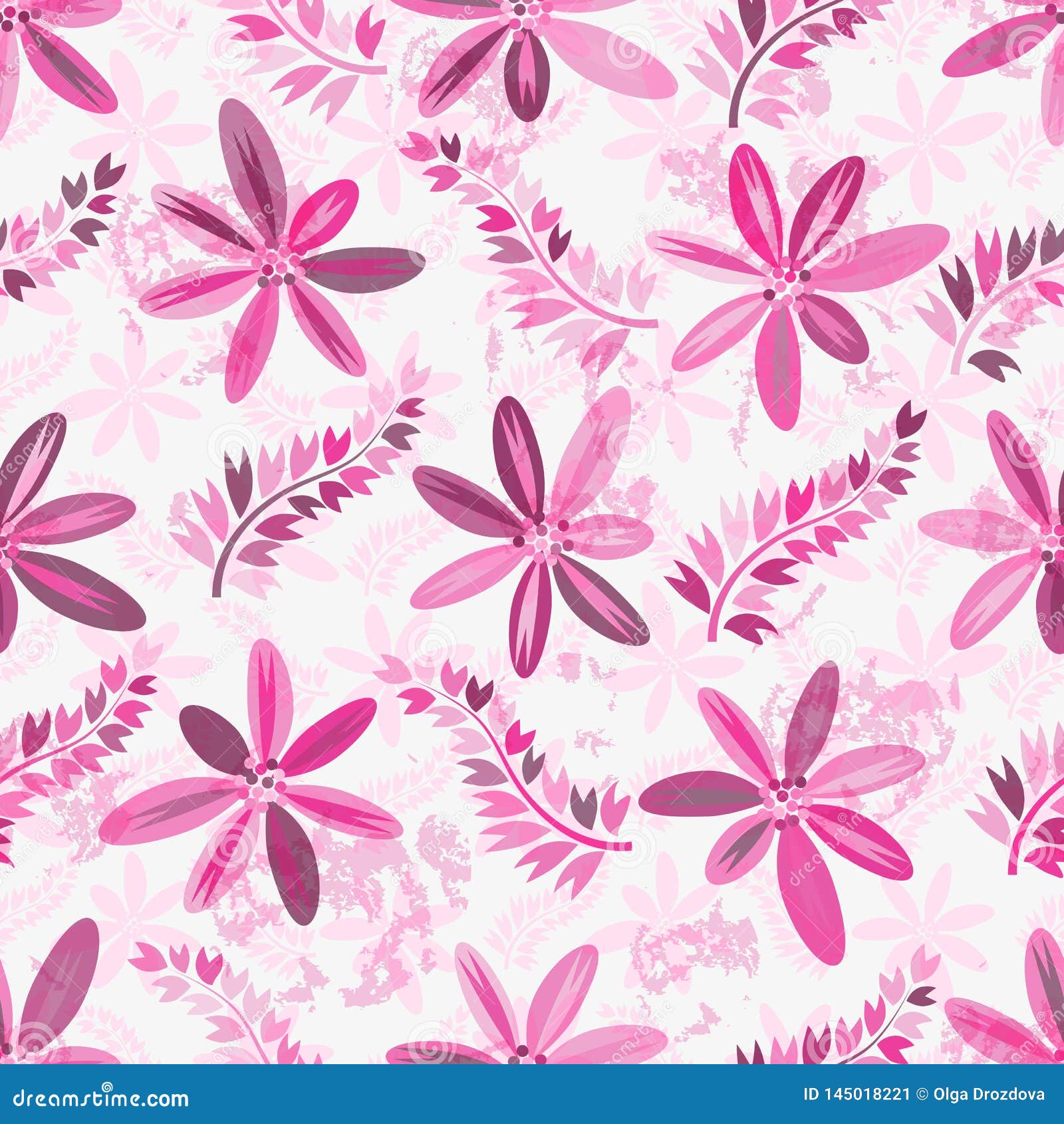 Spring Seamless Grunge Pattern with Rose Flowers Stock Illustration ...