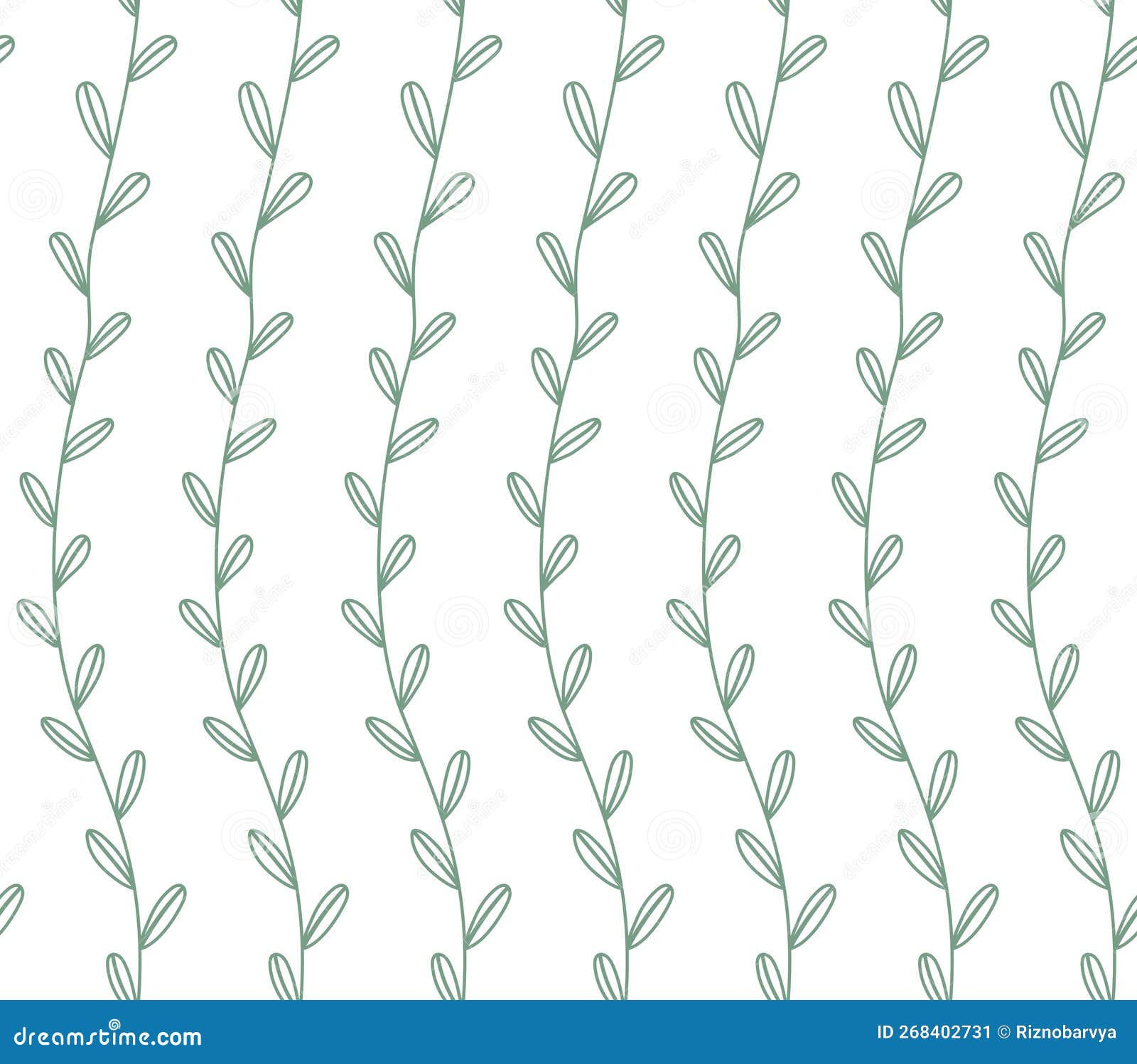 Spring Seamless Plant Pattern. Doodle Botanical Pattern of Curly Stems ...