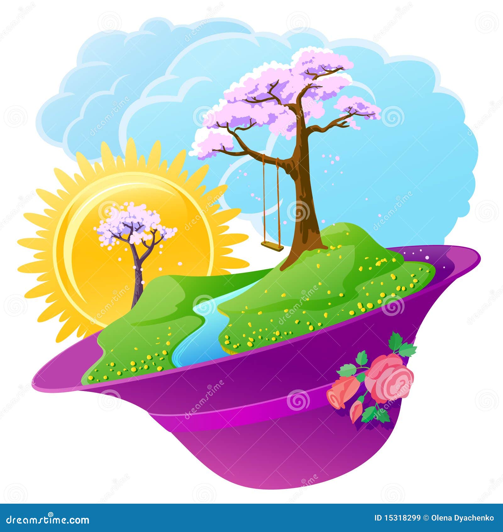 Spring season stock vector. Illustration of hill, scene - 15318299