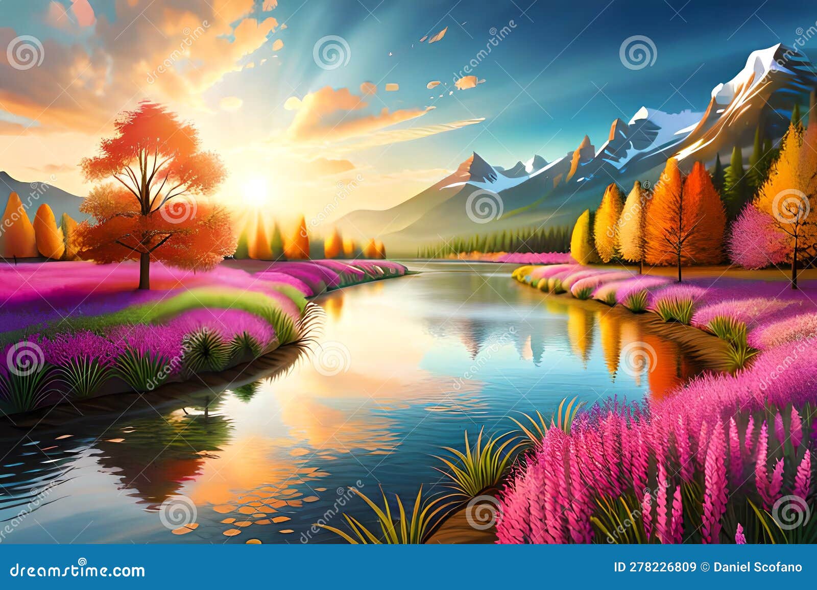 Spring Season Exploding Abstract Illustration. Generative AI Stock ...