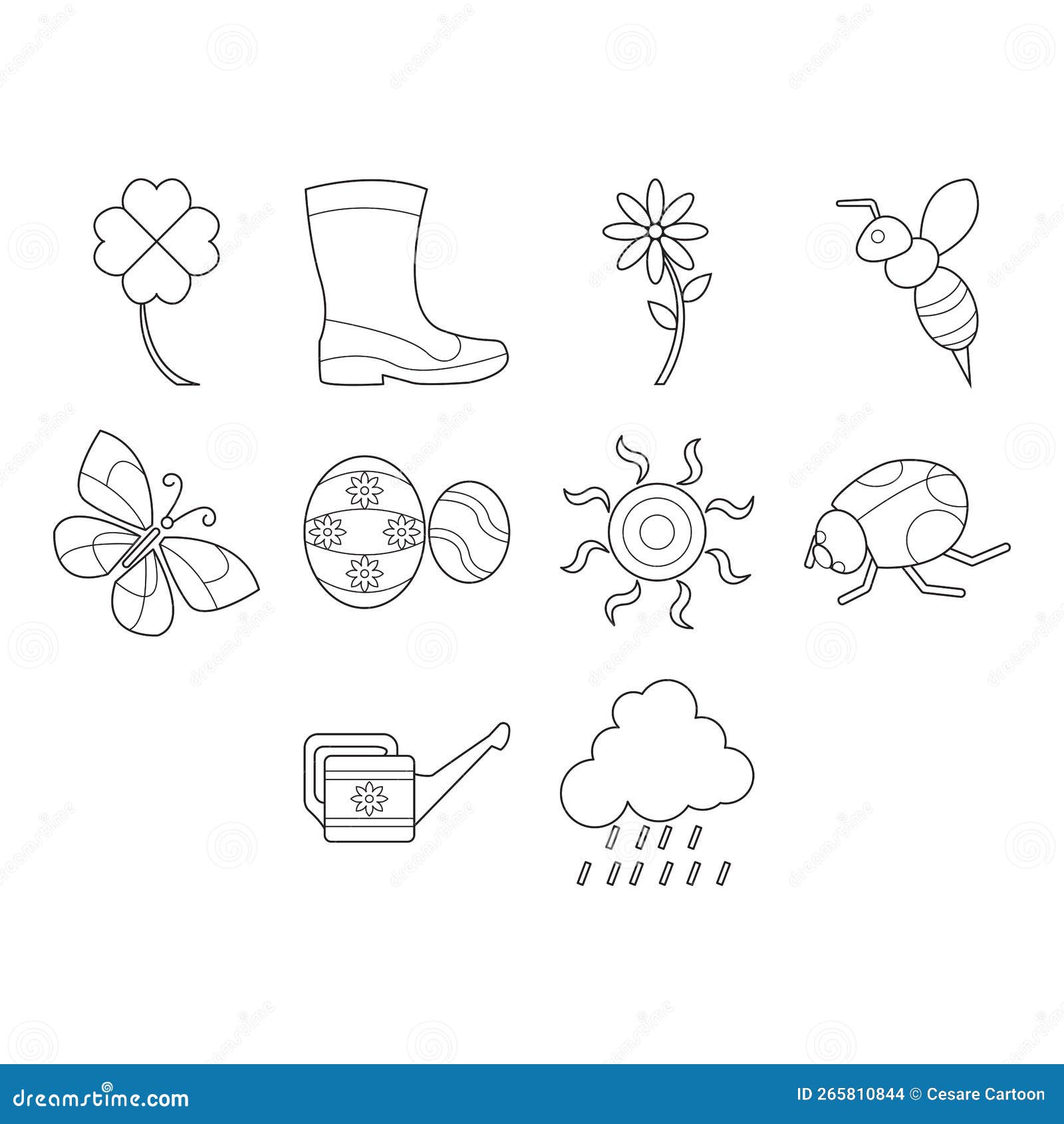Spring season icon set stock vector. Illustration of ladybug - 265810844