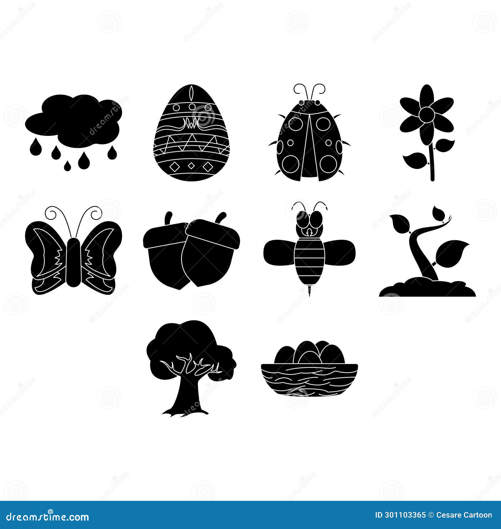 Spring season icon set stock vector. Illustration of simple - 301103365
