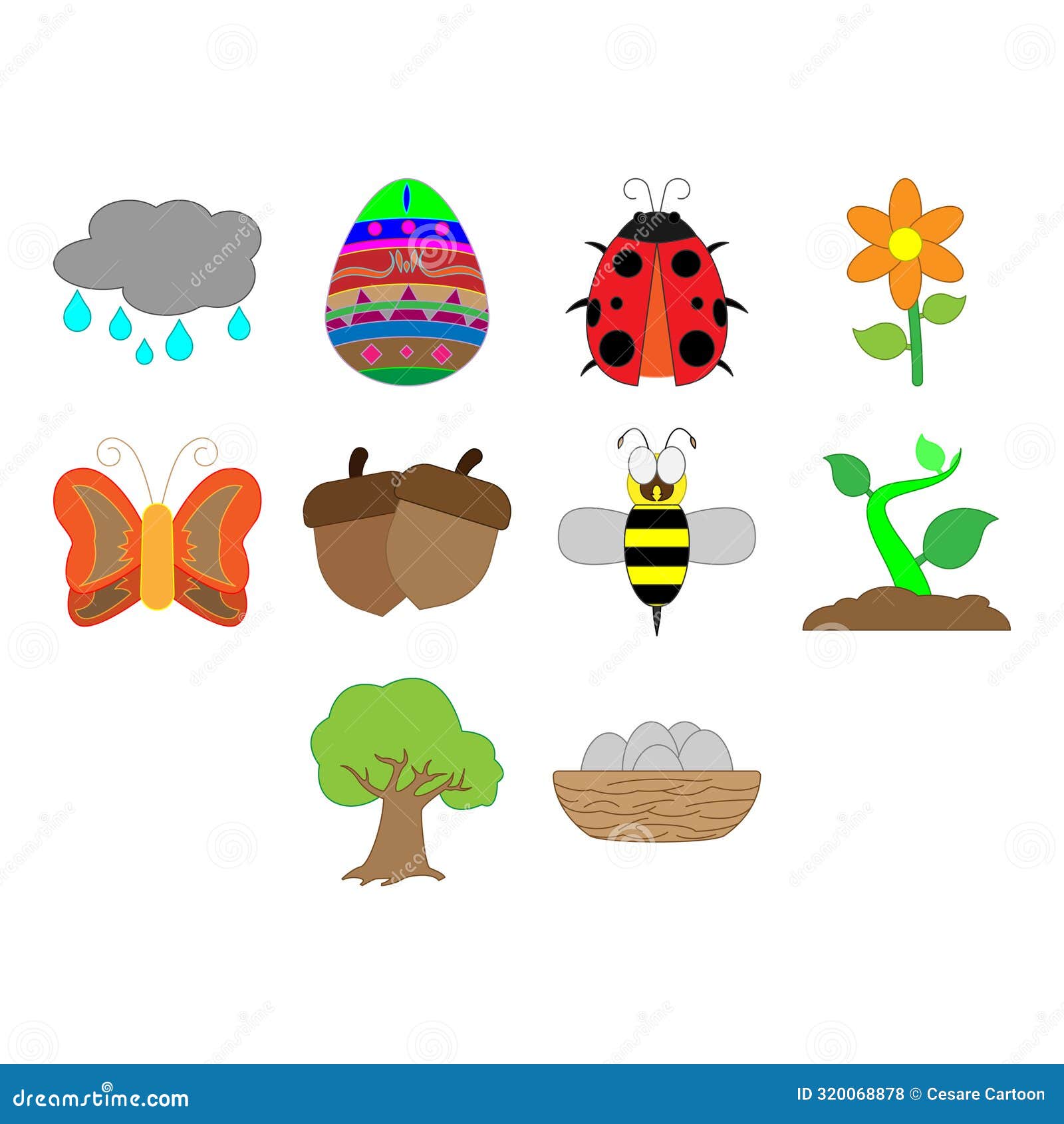 Spring season icon set stock vector. Illustration of cartoon - 320068878