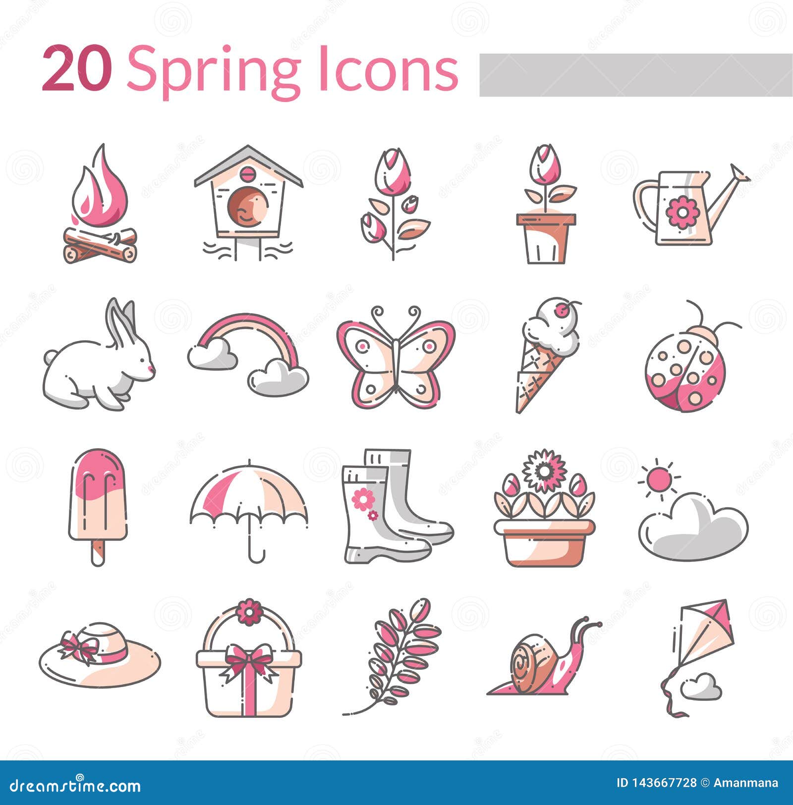 Spring Season Icons in Vector Format Stock Vector - Illustration of ...