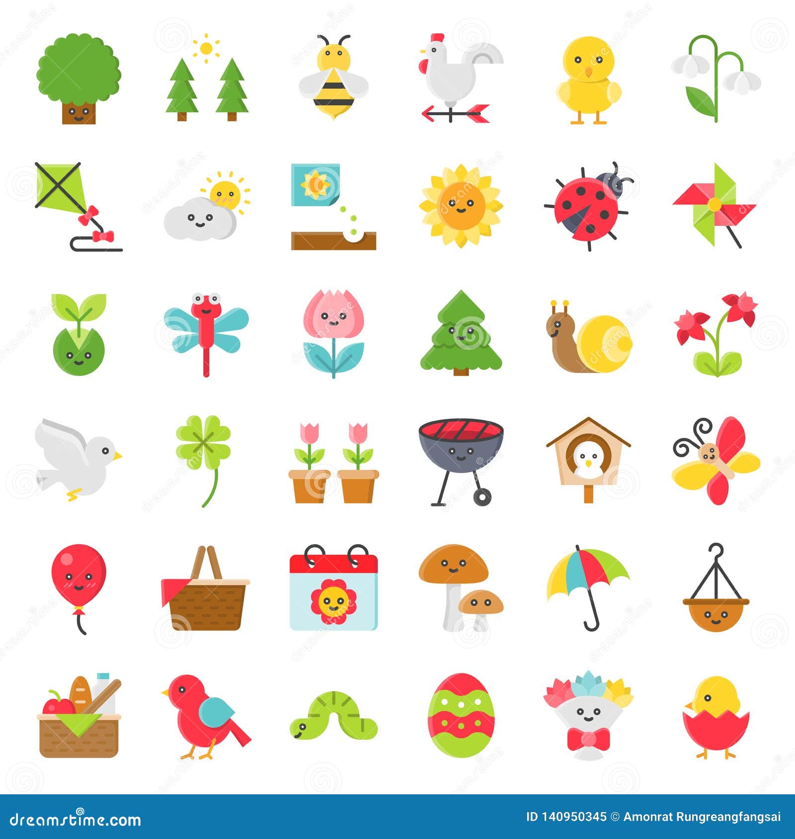 Spring Season Vector Illusration Set, Flat Icon Stock Vector ...