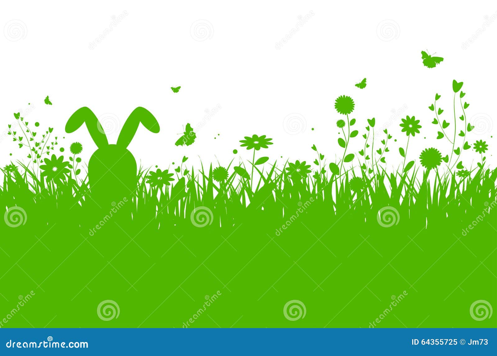 Spring Silhouette Illustration with Abstract Grass, Flowers and Stock ...