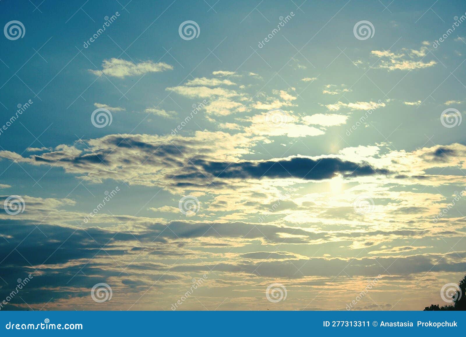 Spring Sky with Blue Clouds, Sun Rays Behind White Clouds Stock Image ...