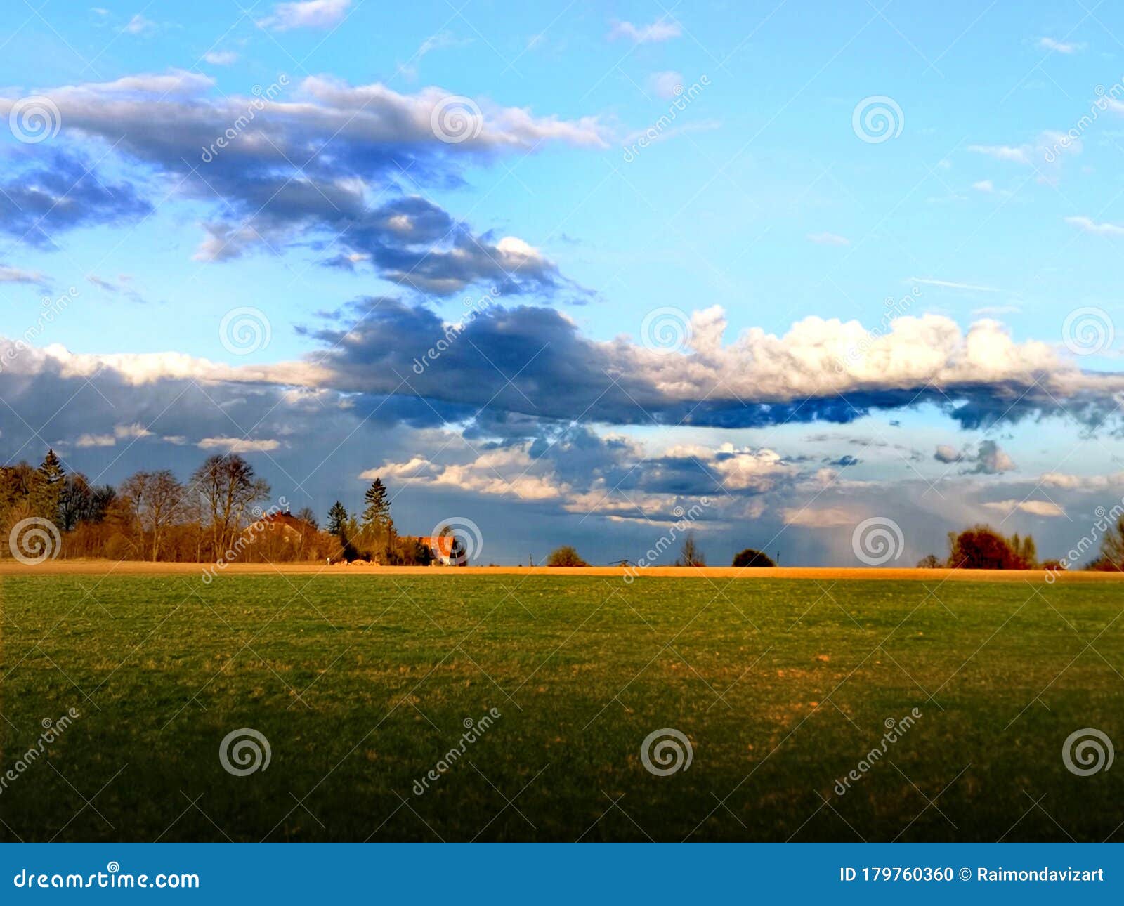 A Beautiful Sunset on the Spring Fields Stock Photo - Image of ...