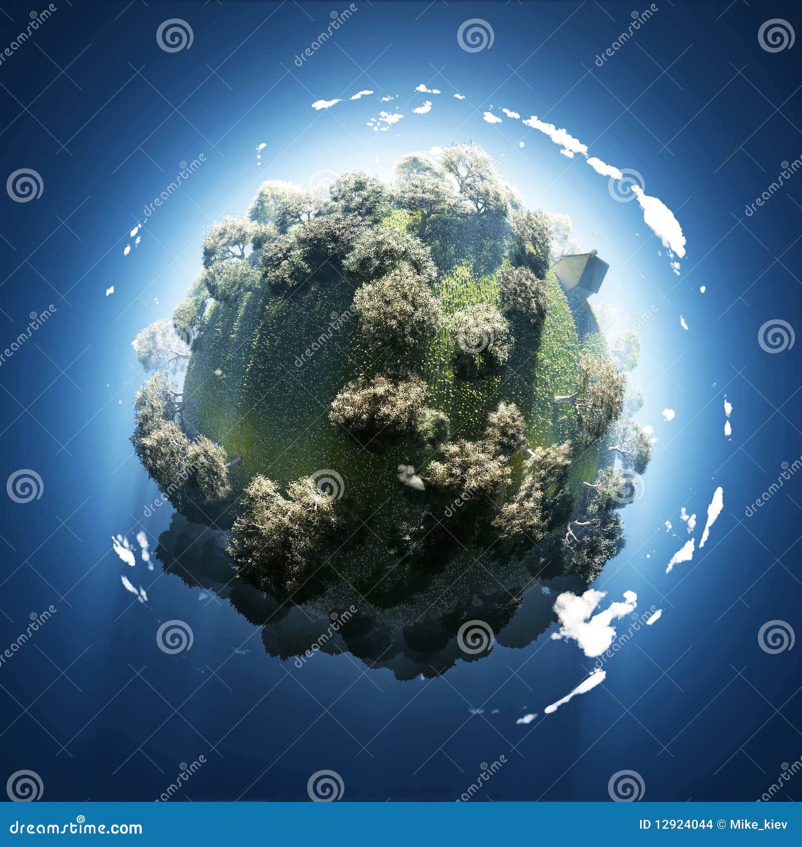 Spring on Small Green Planet Stock Illustration - Illustration of ...