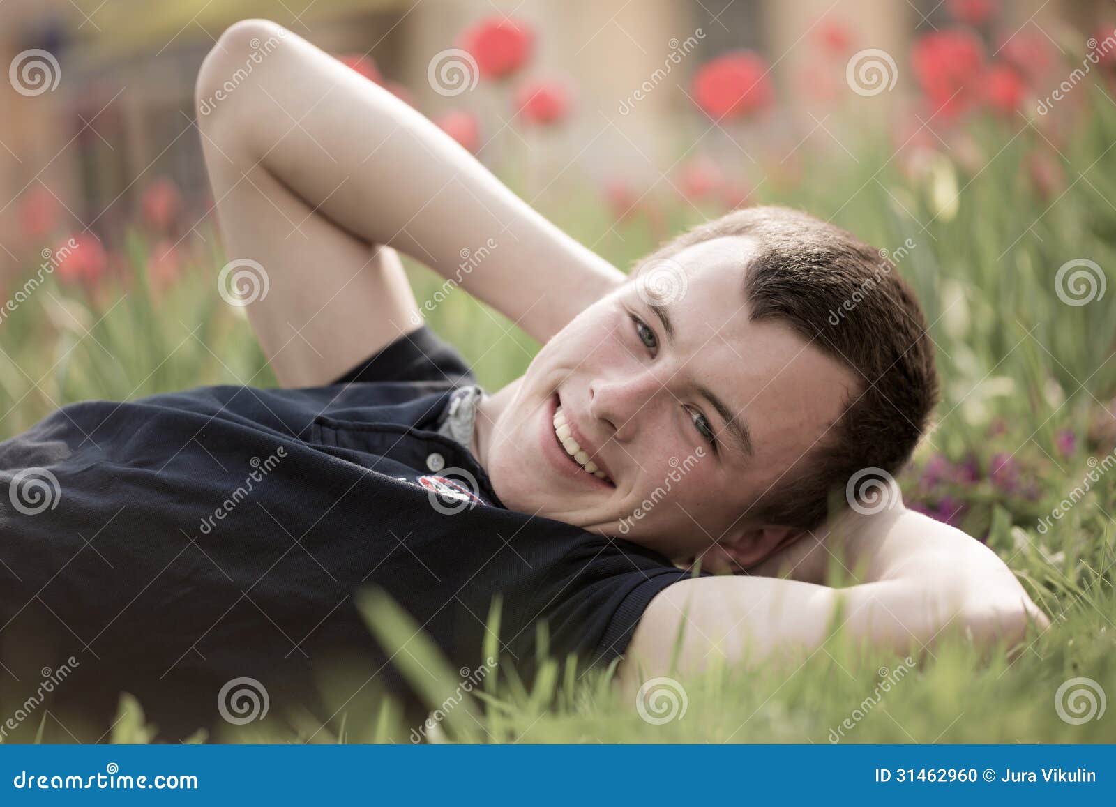 Spring smile stock photo. Image of person, lawn, rest - 31462960
