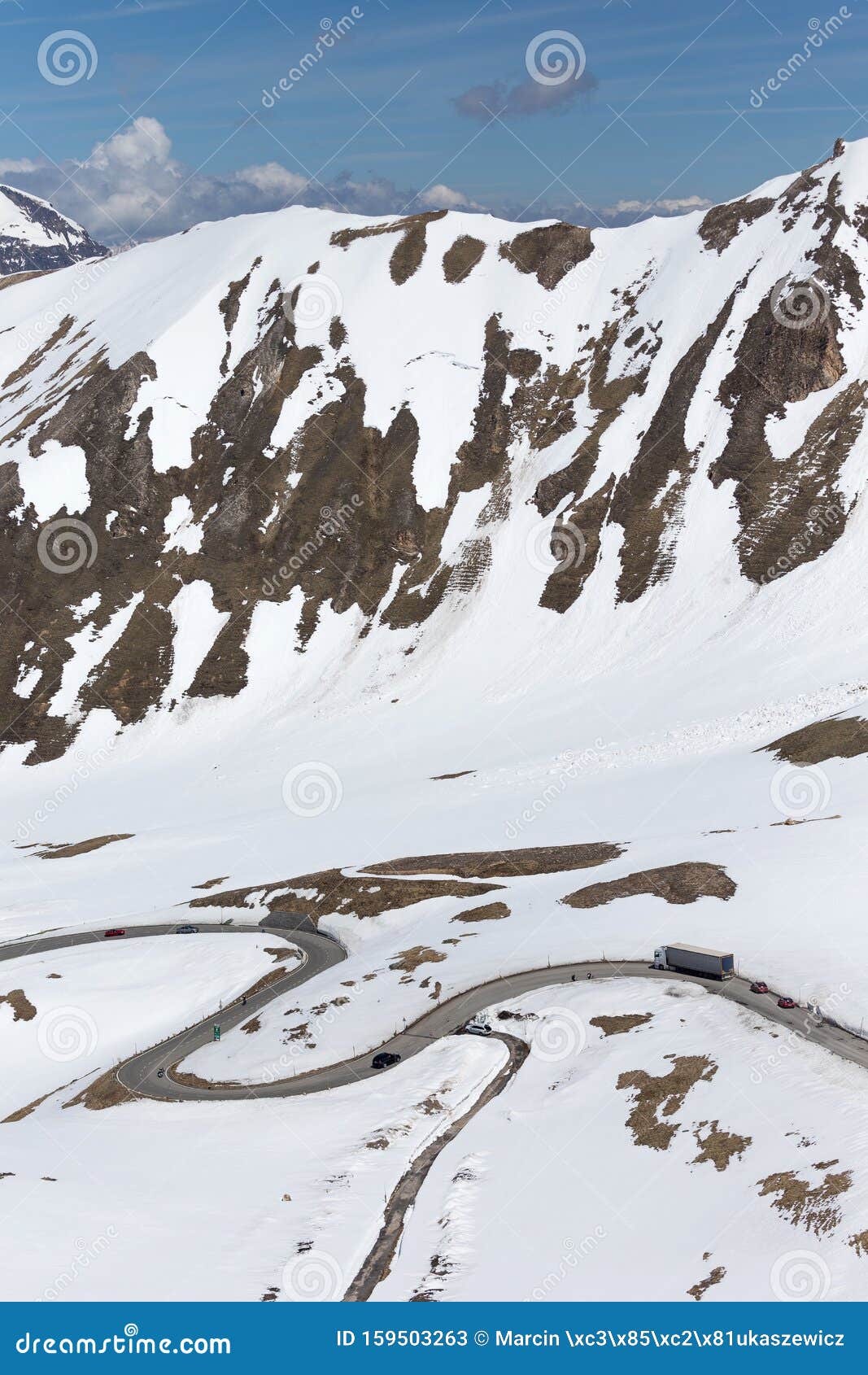 Spring Snow and Trees on the Slope. Grossglockner Pass in Austria Stock ...