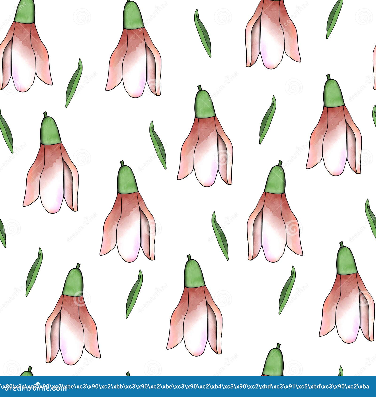 Spring Stylized Pink Snowdrops Pattern. Stock Illustration ...