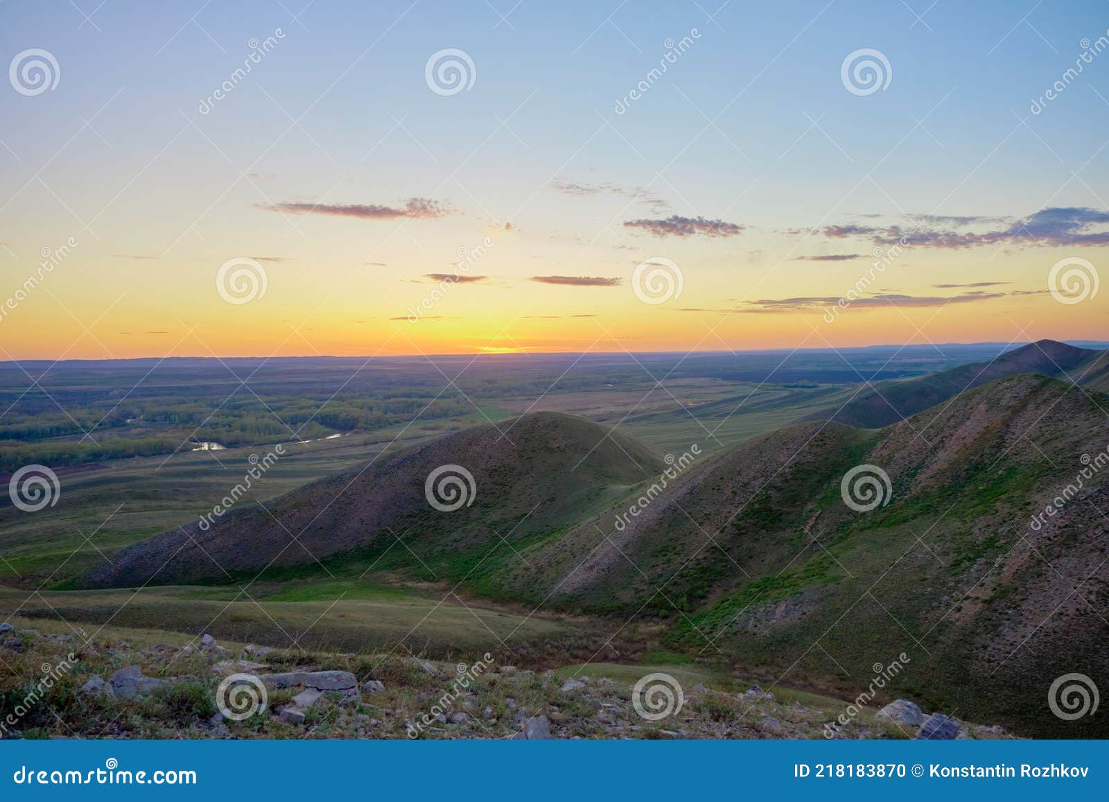 Spring South Ural Mountains Illuminated by the Sun Stock Photo - Image ...