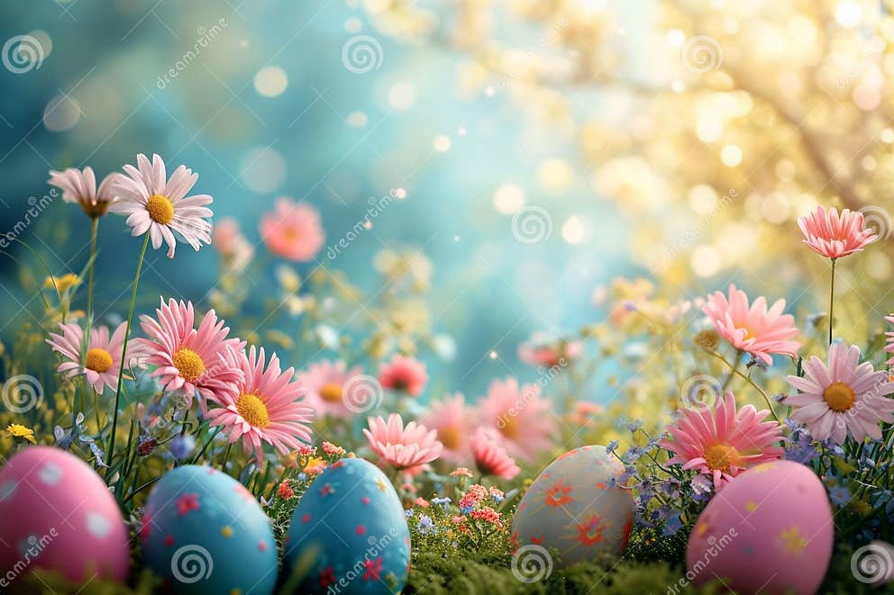 Spring Spectacle. Vibrant Easter Scene Offering a Captivating Backdrop ...