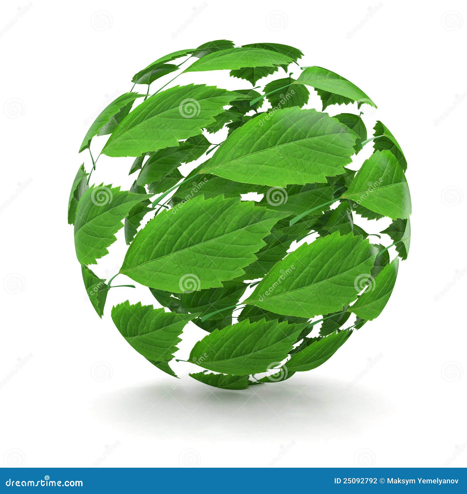Spring. Sphere from Green Leaf. 3d Stock Illustration - Illustration of ...