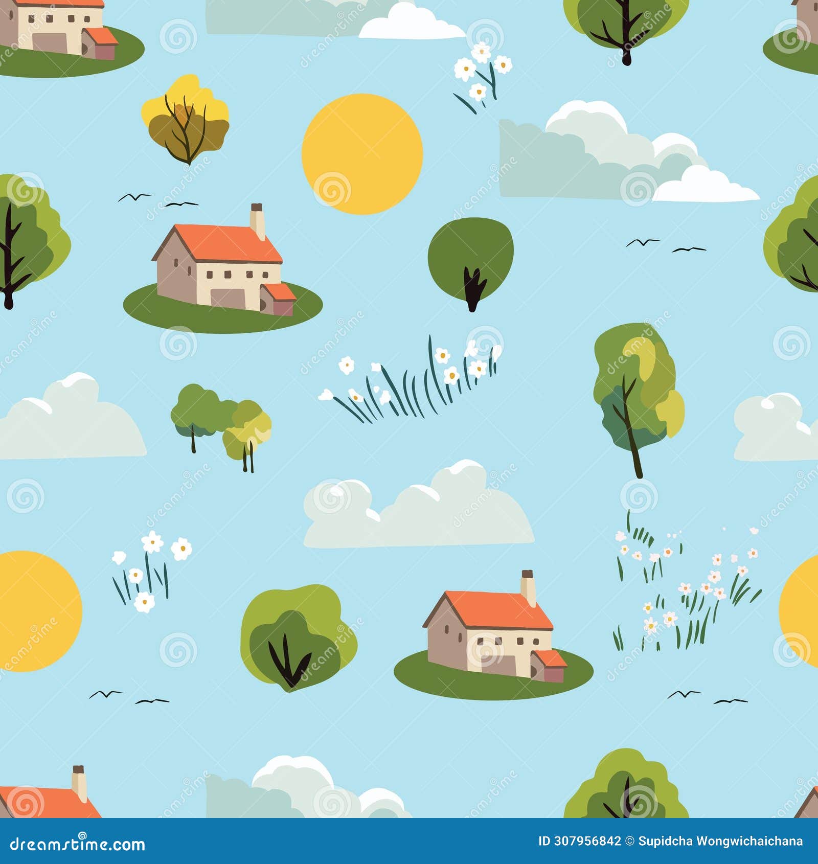 Spring Square Seamless Pattern for Graphic Design Stock Vector ...