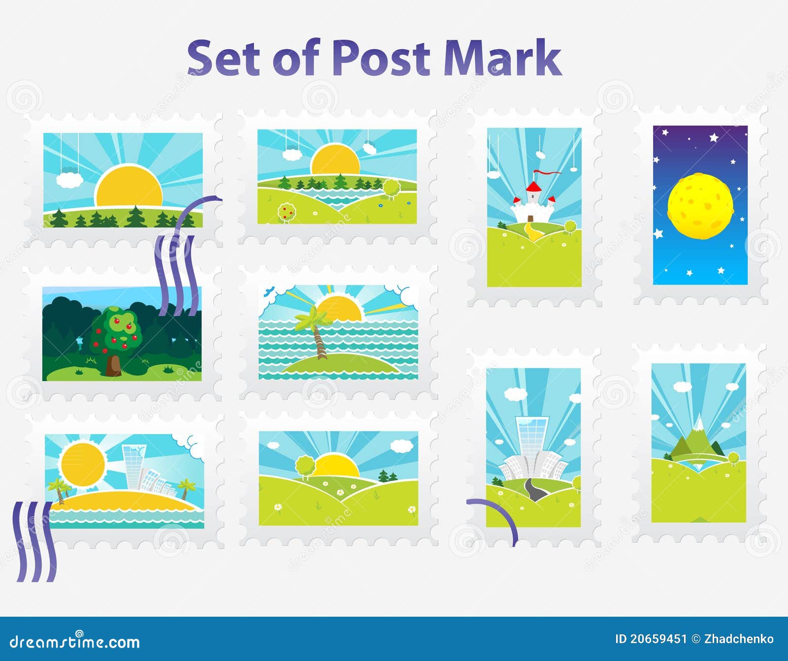 Spring stamps stock vector. Illustration of illustrated - 20659451