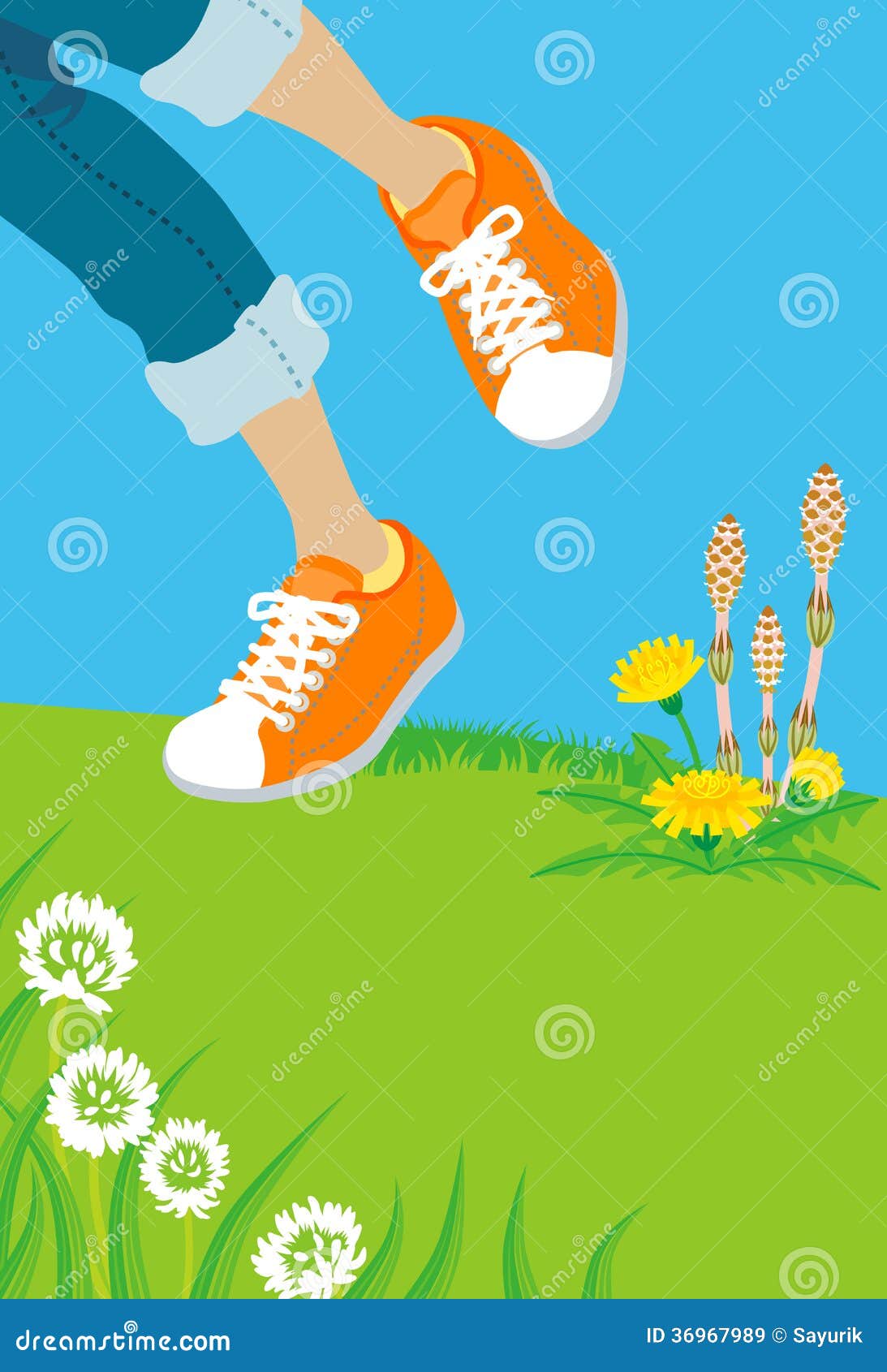 Spring step stock vector. Illustration of daytime, feet - 36967989