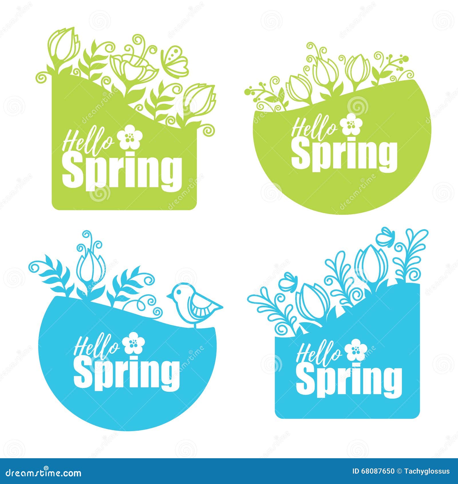 Spring stickers stock vector. Illustration of date, decorative - 68087650