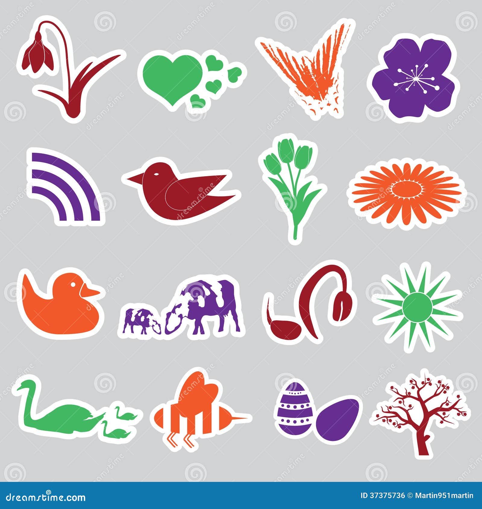 Spring stickers set stock illustration. Illustration of collection ...
