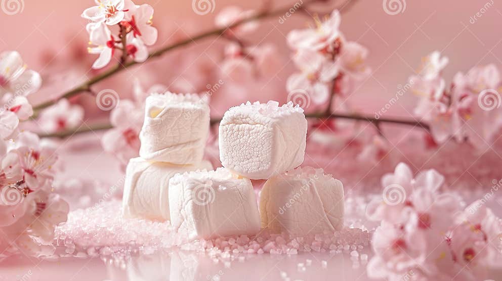 Spring Still Life with Delicate White Marshmallows. Generative Ai Stock ...
