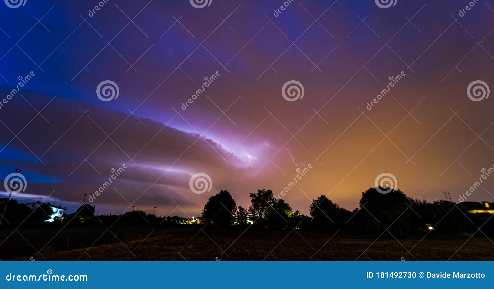 Spring Storm with Lightning Stock Photo - Image of power, flash: 181492730