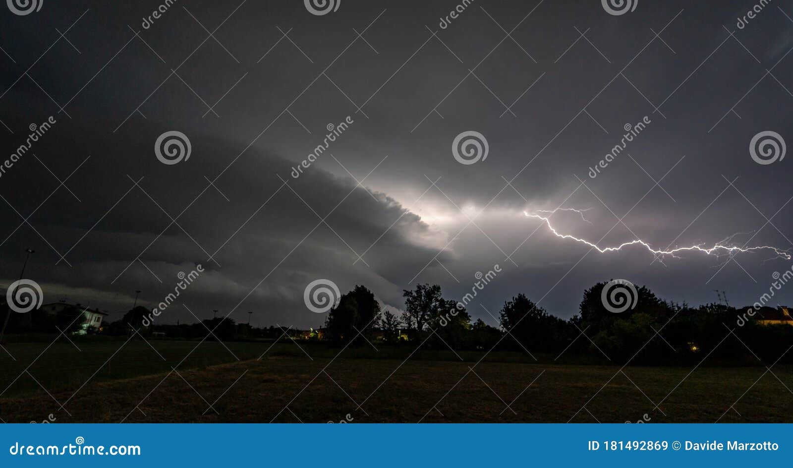 Spring Storm with Lightning Stock Image - Image of shadow, spring ...