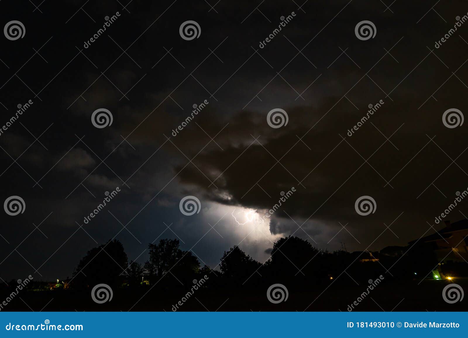 Spring Storm with Lightning Stock Photo - Image of dark, season: 181493010