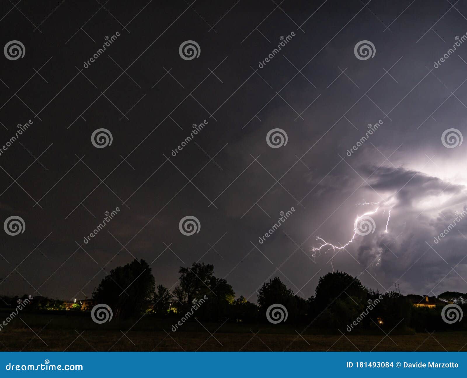 Spring Storm with Lightning Stock Photo - Image of electric, powerful ...